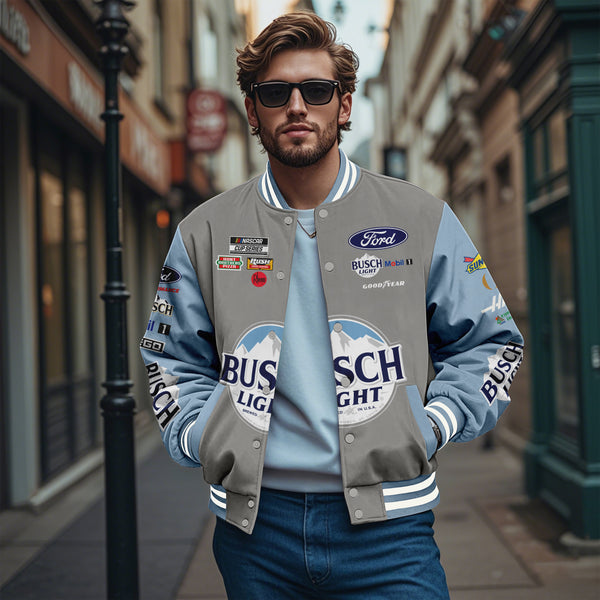 Busch Light Racing Team Sponsor Logo Collection Casual Varsity Jacket ...
